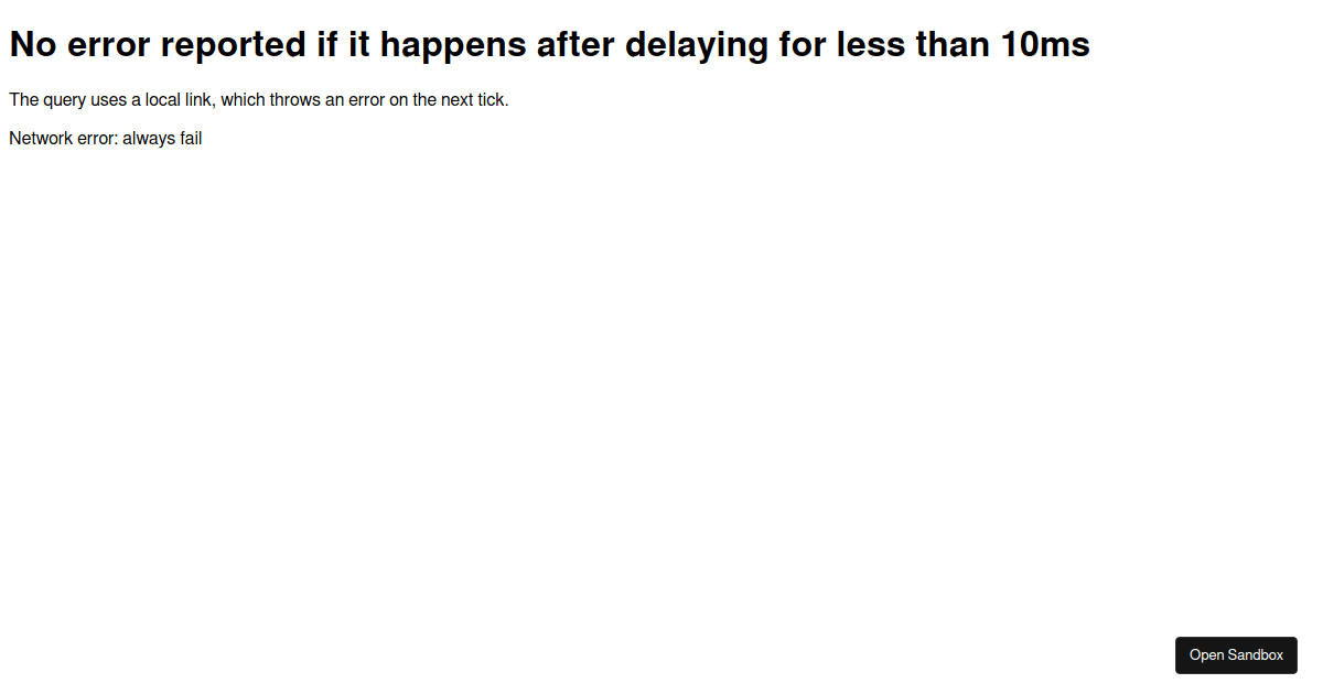React Apollo Immediate Error Codesandbox