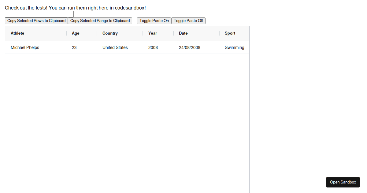 react-testing-library ag grid clipboard - Codesandbox react-testing-library ag grid clipboard - Codesandbox