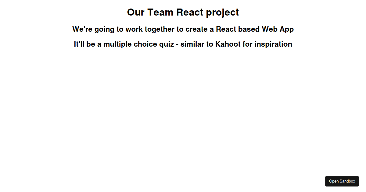 Our Kahoot - Team React Project - Codesandbox