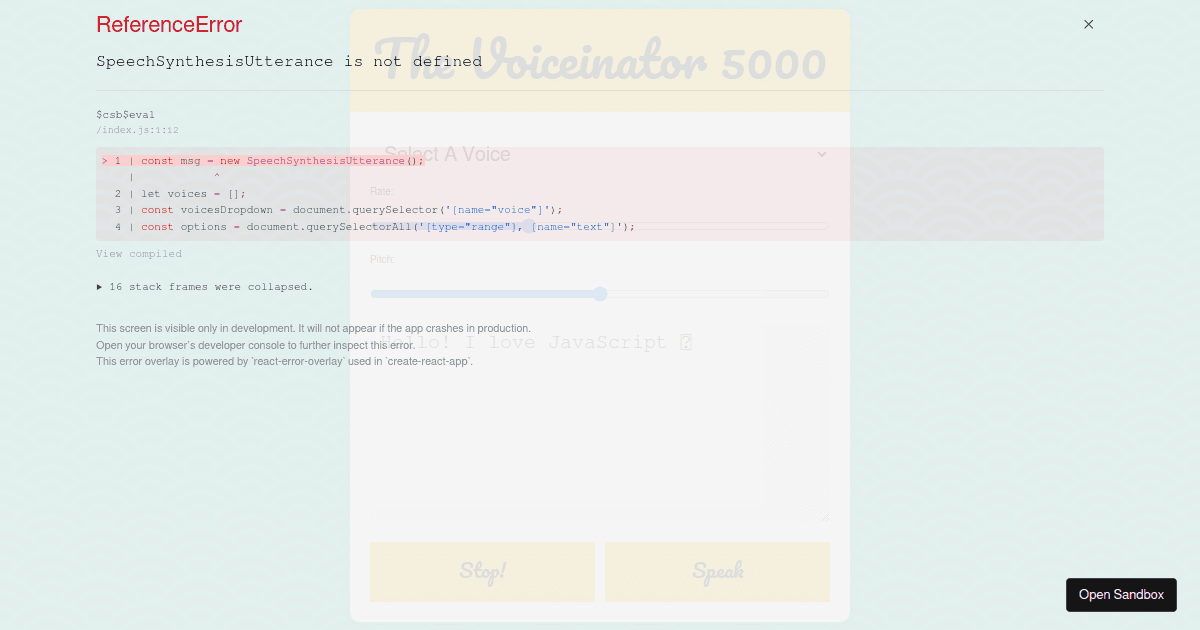 Speech Synthesis Codesandbox