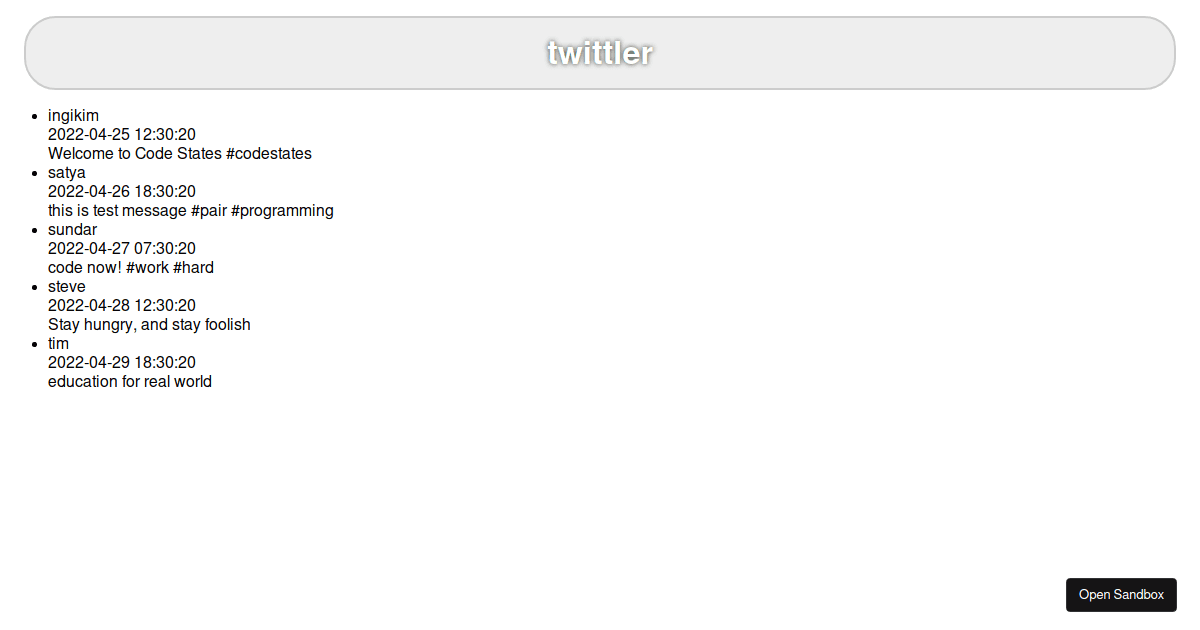 twittler - Codesandbox