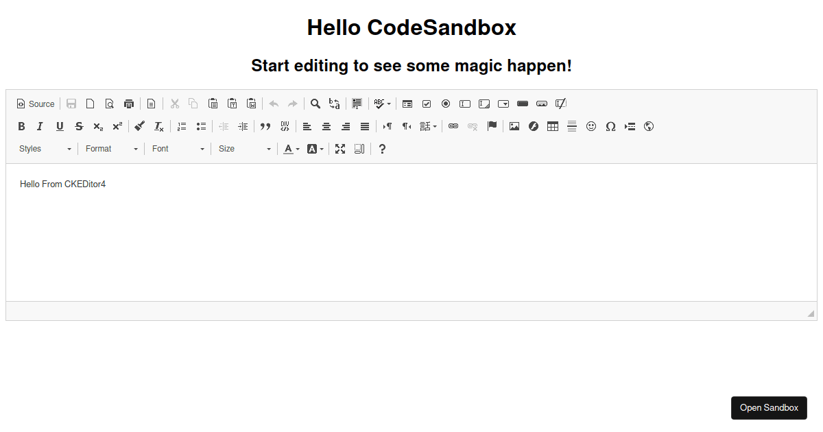 CKEditor4 Wiris MathType - Codesandbox