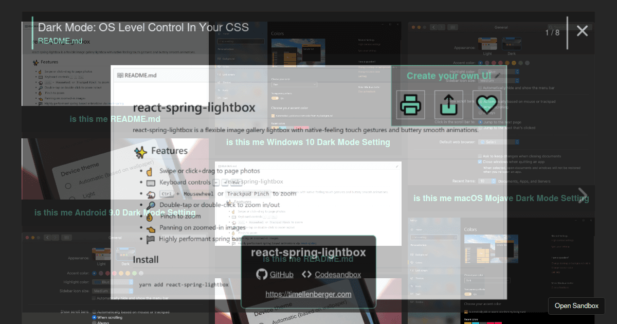 React Spring Lightbox Mosaic Forked Codesandbox