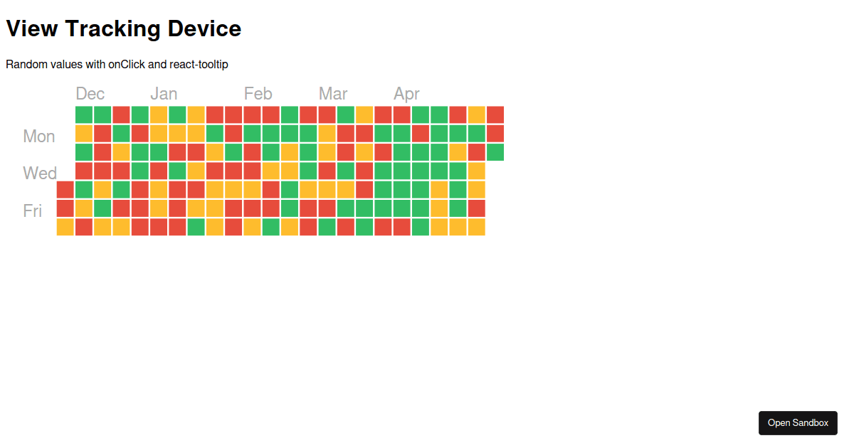 react-calendar-heatmap basic demo - Codesandbox