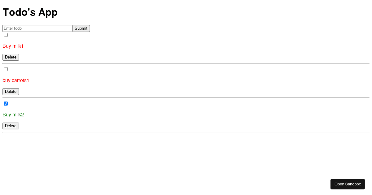 Checkboxes Are Not Working In Todo In React Js Codesandbox