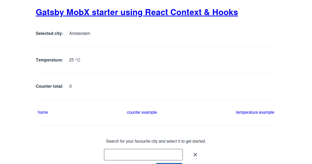 chriswolmarans/gatsby-starter-mobx-context-hooks - Codesandbox