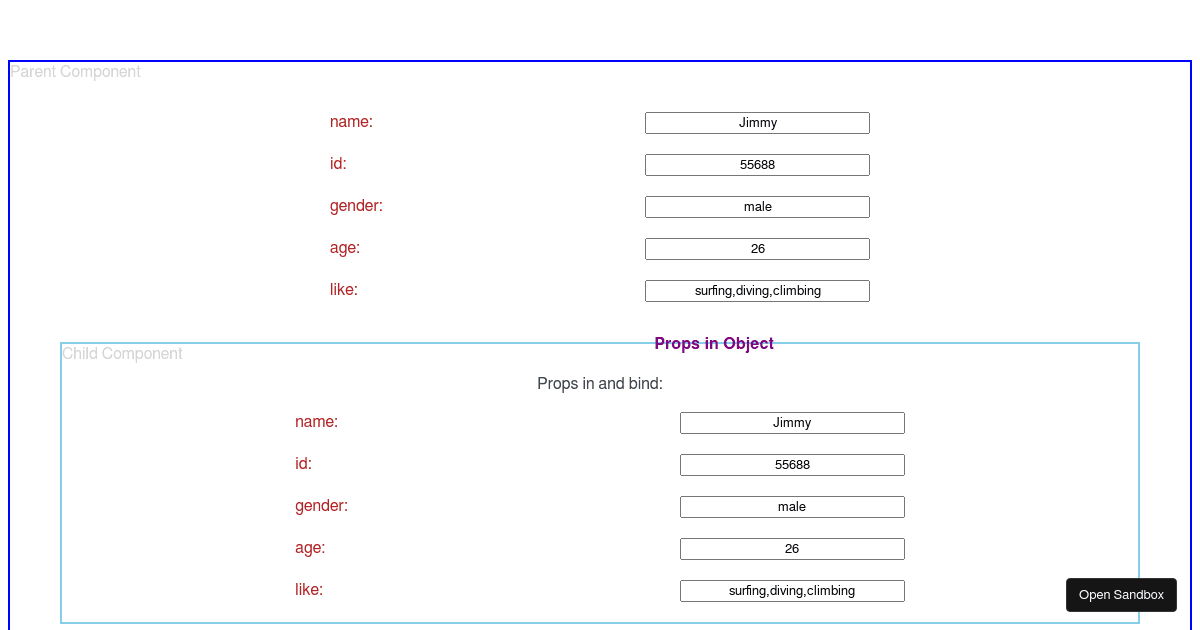 Props In Object Codesandbox