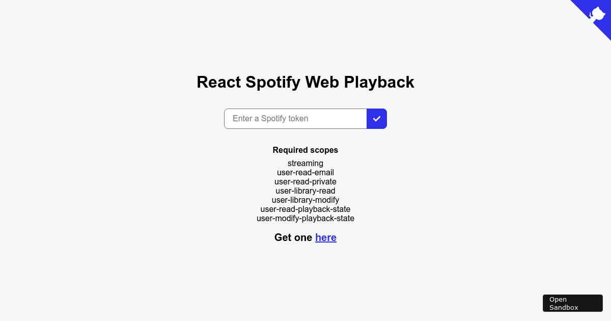 react-spotify-web-playback-demo - Codesandbox
