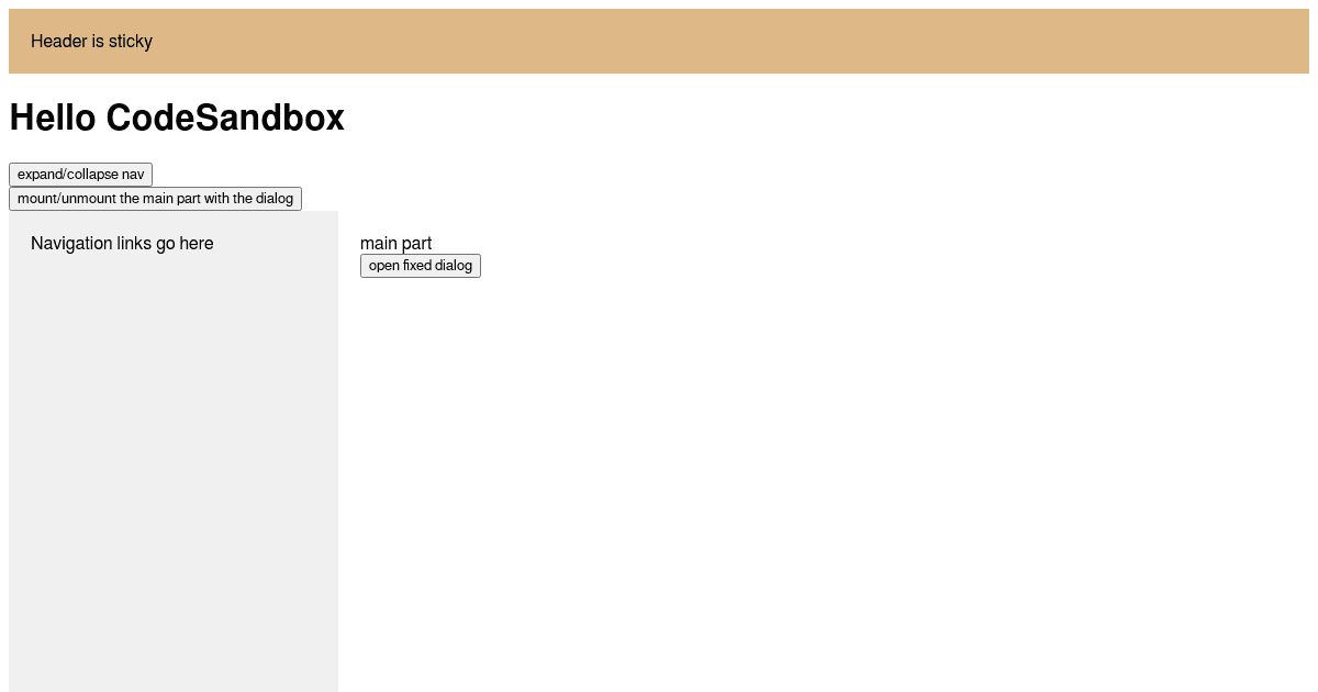 Sticky Header Trap With Portal And React Stuff Codesandbox