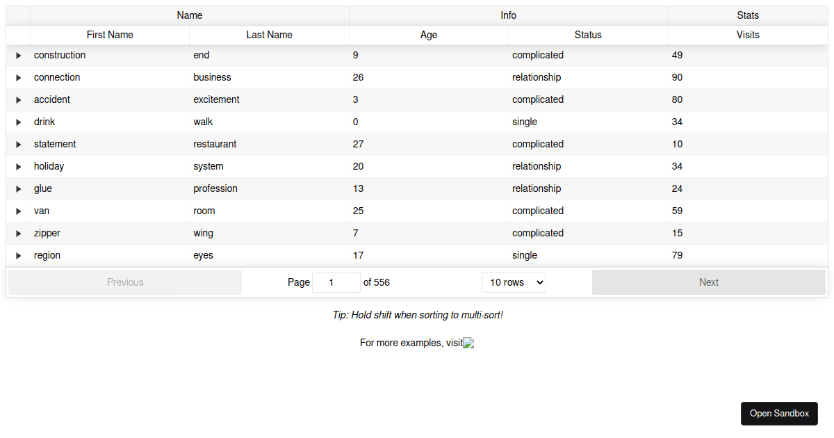 React-Table - Sub Components (forked) - Codesandbox React-Table - Sub Components (forked) - Codesandbox