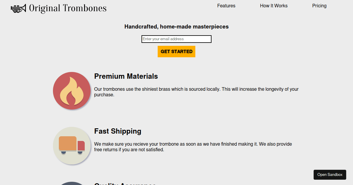 Product Landing Page - Codesandbox