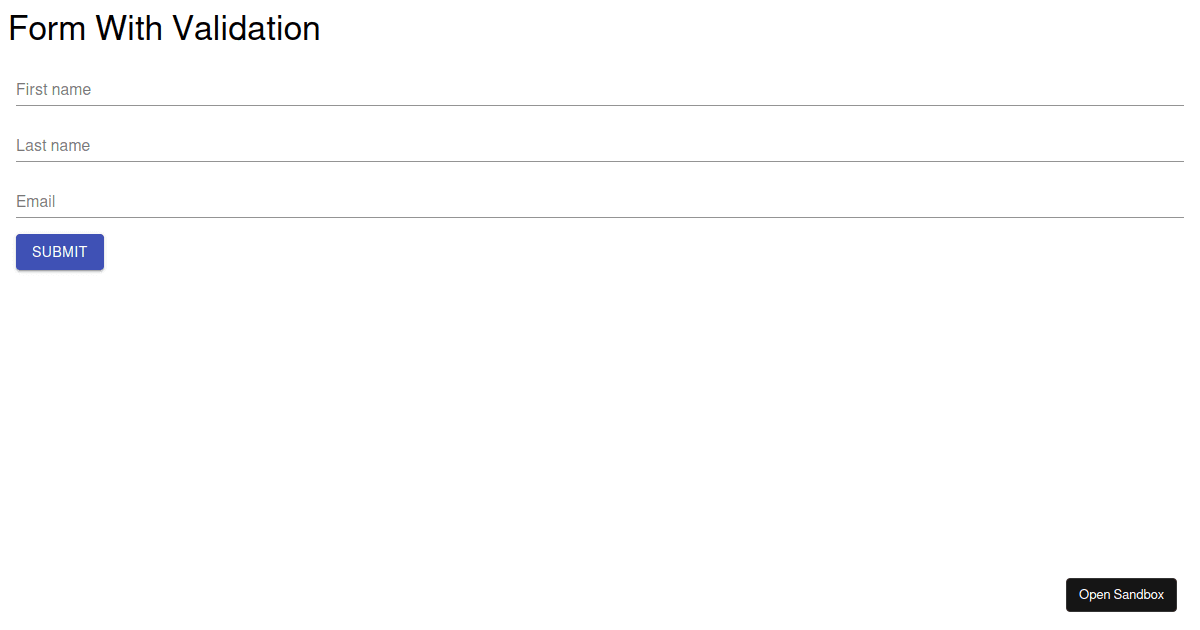 FormWithValidation - Codesandbox