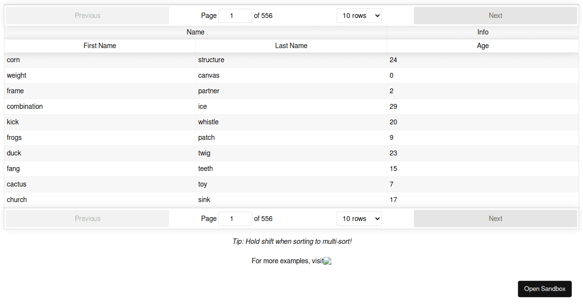 react-table-multiple-pagination-bars - Codesandbox