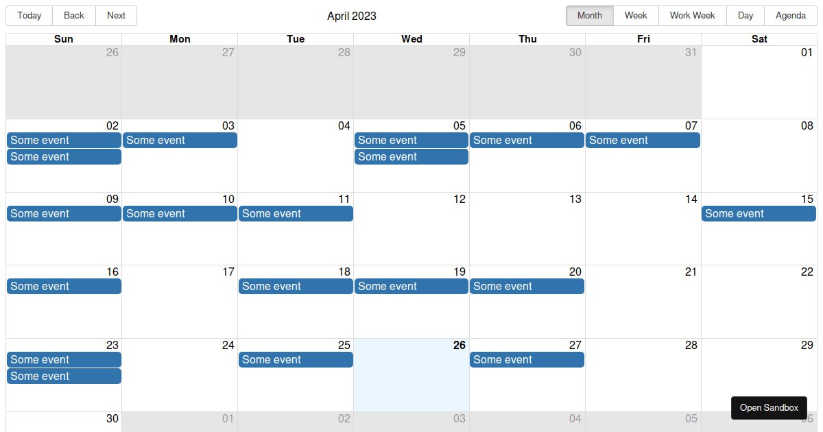 React Big Calendar Example - Codesandbox