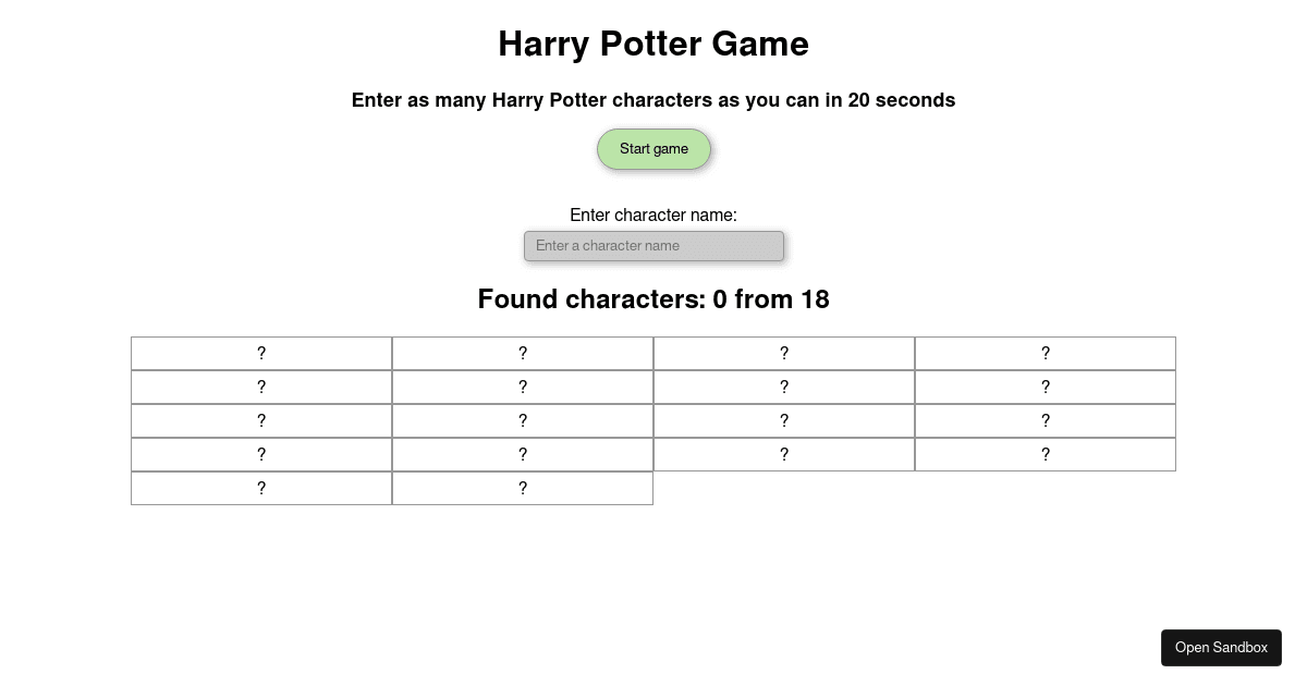 harry-potter-game - Codesandbox