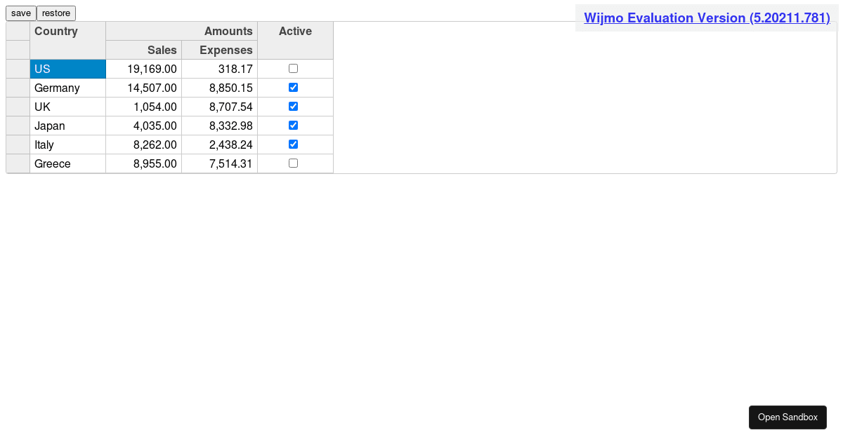 Wijmo Column Layout With Merged Header Codesandbox