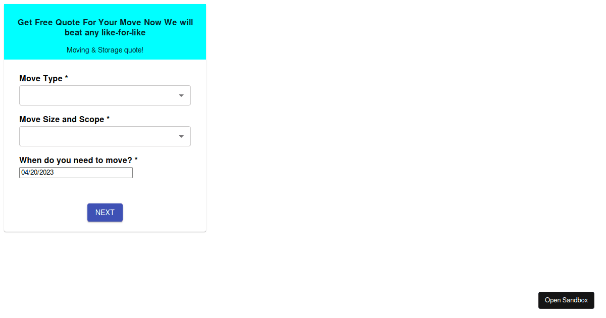 Qote Form - packers&Movers - Codesandbox