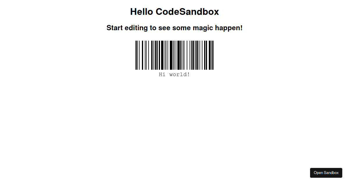 jsbarcode react - Codesandbox