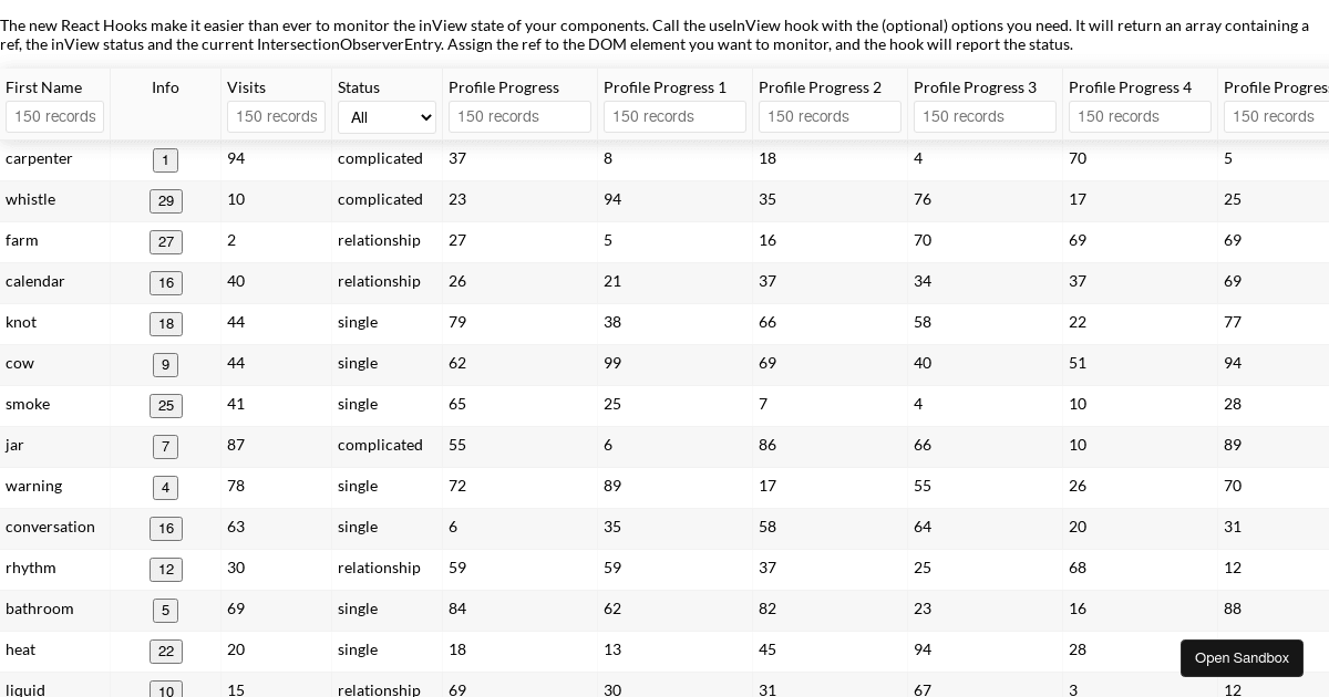 react-table v6 styles (forked) - Codesandbox