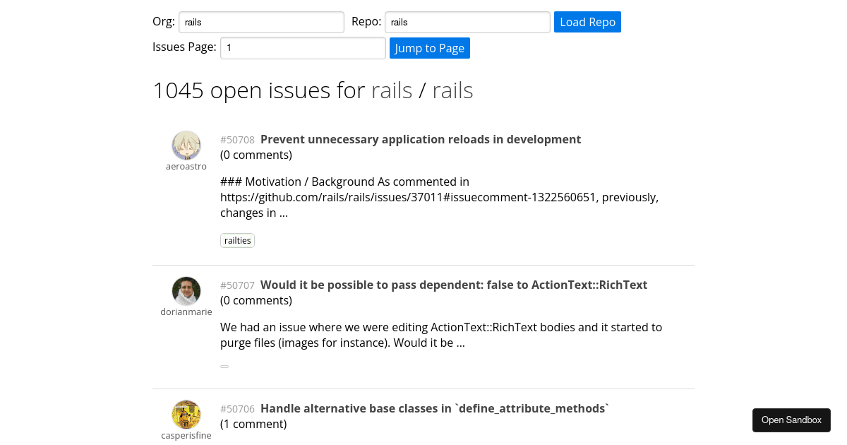 rsk-github-issues-example - Codesandbox