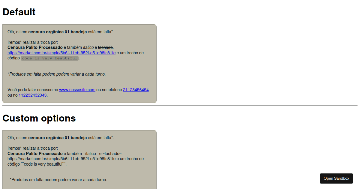 Format Chat Message Forked Codesandbox