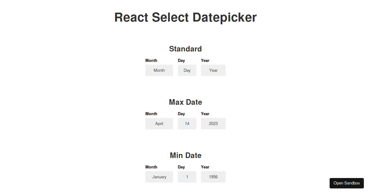 basic datepicker - Codesandbox