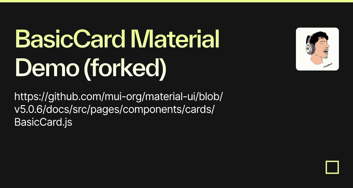 BasicCard Material Demo (forked) - Codesandbox