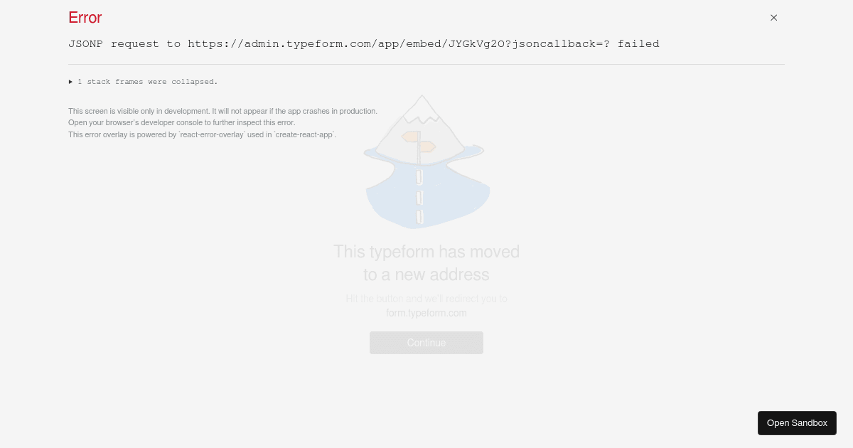 Typeform Embed React Scripts Forked Codesandbox