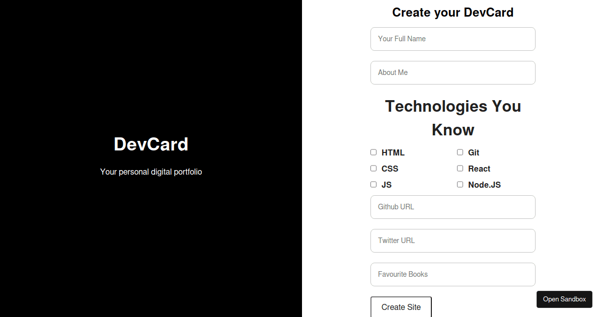 devcard - Codesandbox