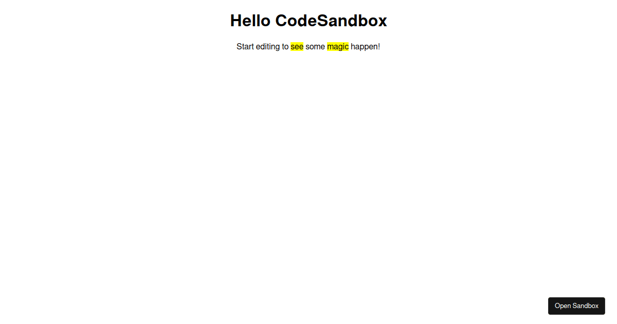 Highlight text - Codesandbox
