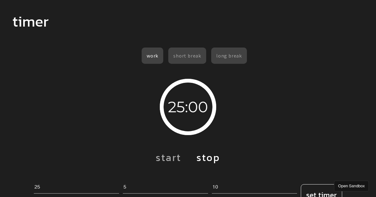 pomodoro (forked) - Codesandbox