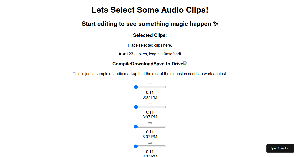 Audio Clip Selector - Codesandbox