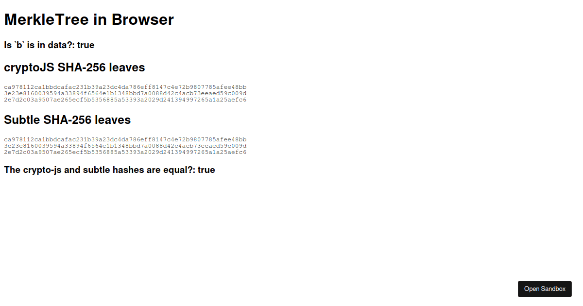 merkletreejs-in-browser - Codesandbox