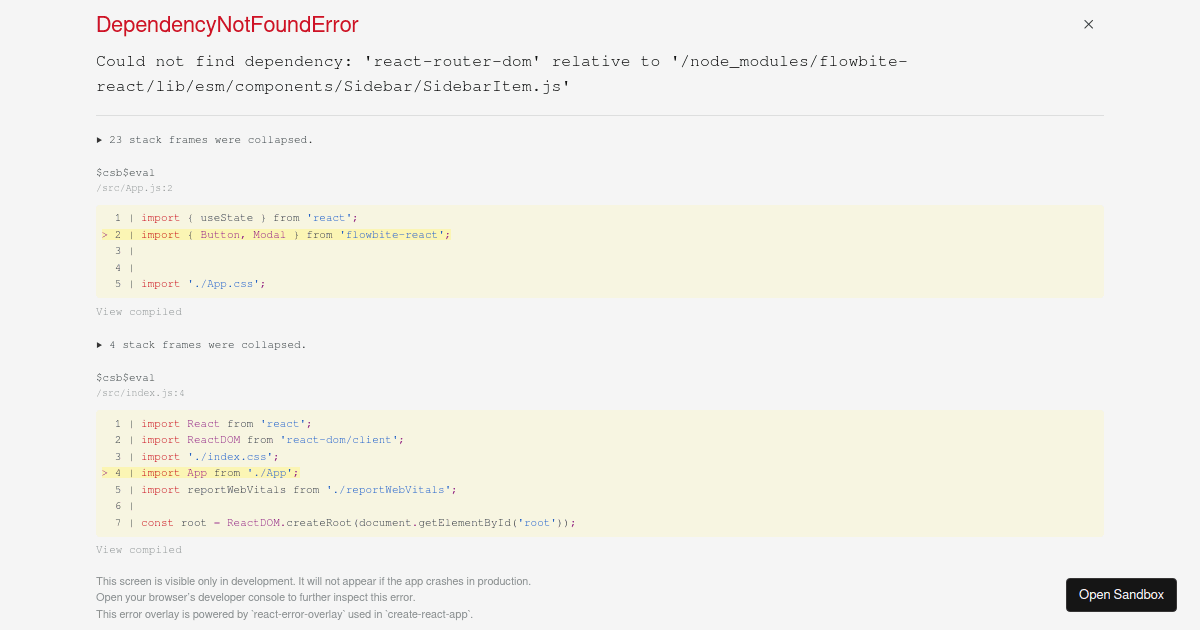 Flowbite React Playground Codesandbox