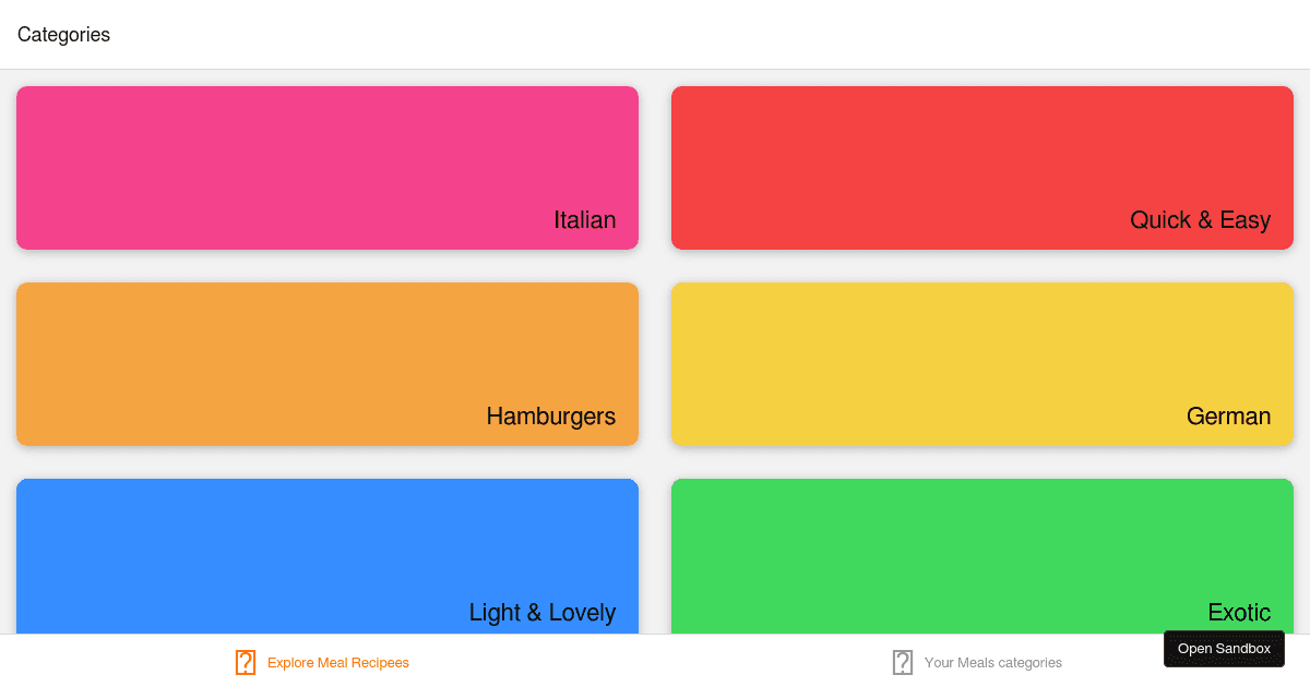 RN course - Meals app - Codesandbox