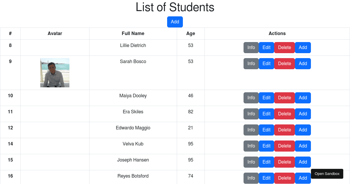 Student's list - Codesandbox