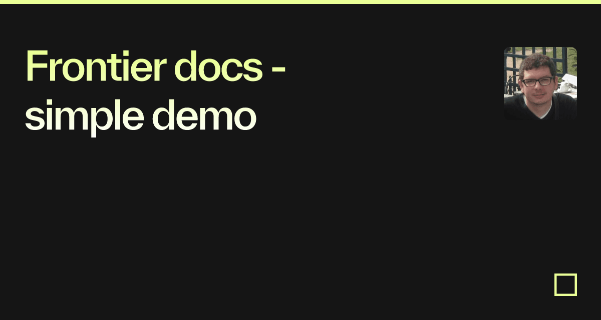 Frontier docs - simple demo - Codesandbox Frontier docs - simple demo - Codesandbox