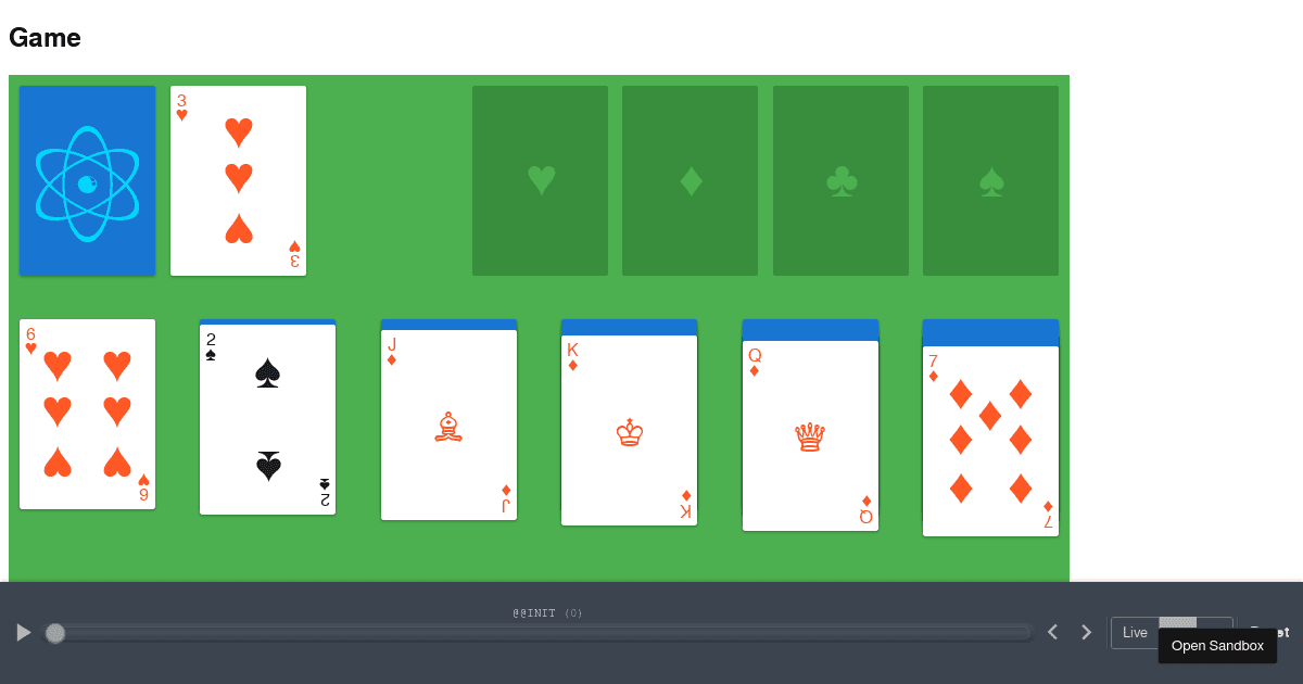 react-solitaire (forked) - Codesandbox