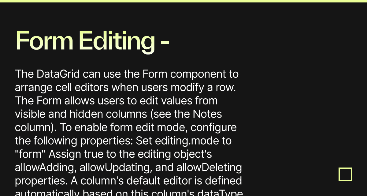Form Editing Devextreme Data Grid Codesandbox