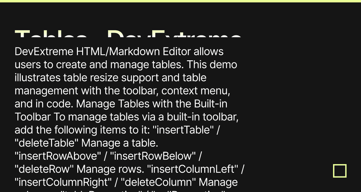 Tables - DevExtreme Html Editor - Codesandbox