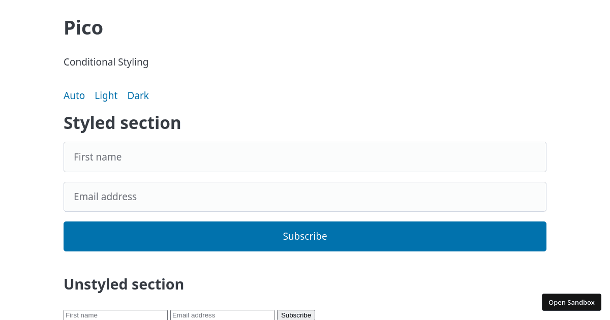picocss/examples: v2-conditional-styling - Codesandbox