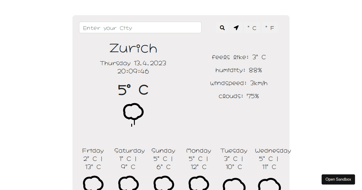 Weather App React Codesandbox