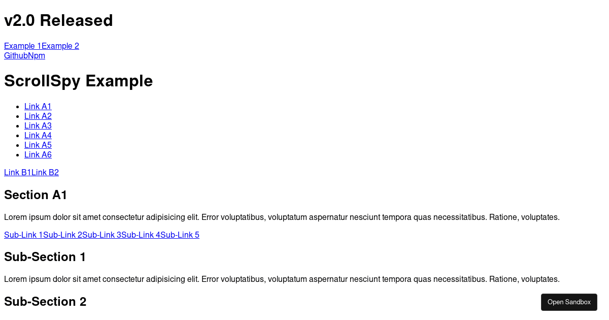 React Scrollspy v2 Demo (forked) - Codesandbox