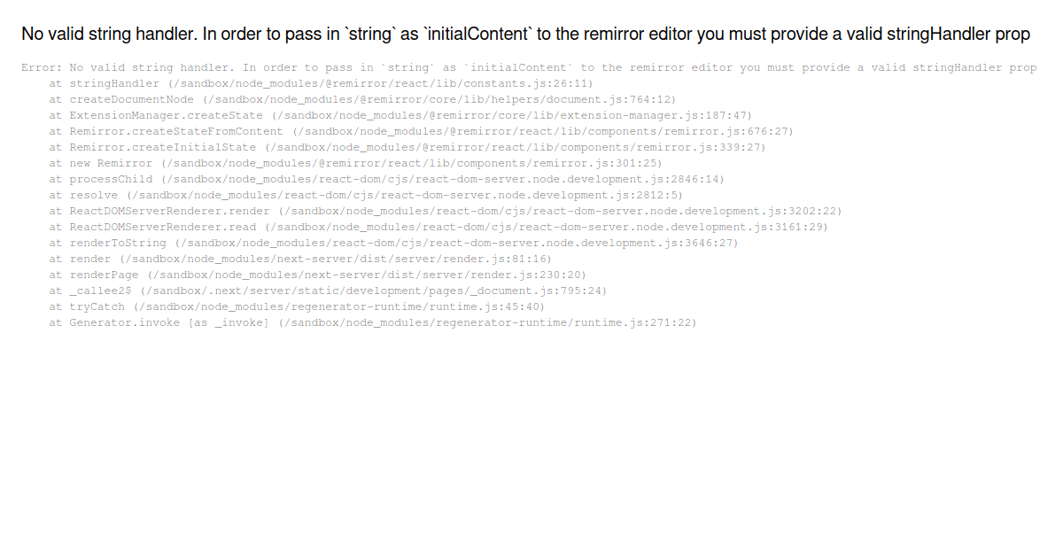 Remirror suppressHydrationWarning ⚠️ (forked) - Codesandbox