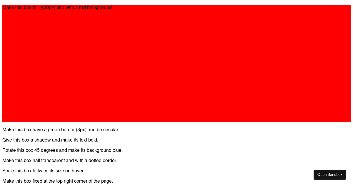 Adding Css To Divs Challenge Codesandbox
