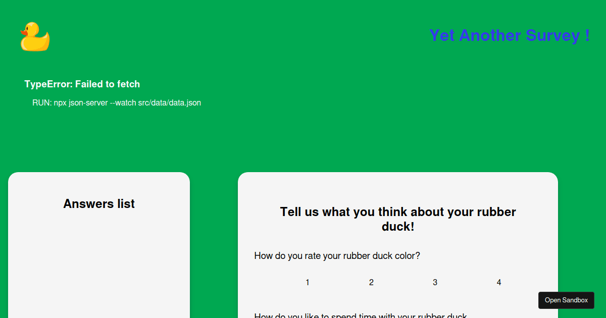 AlexDjangoX/boolean-uk-react-survey - Codesandbox AlexDjangoX/boolean-uk-react-survey - Codesandbox