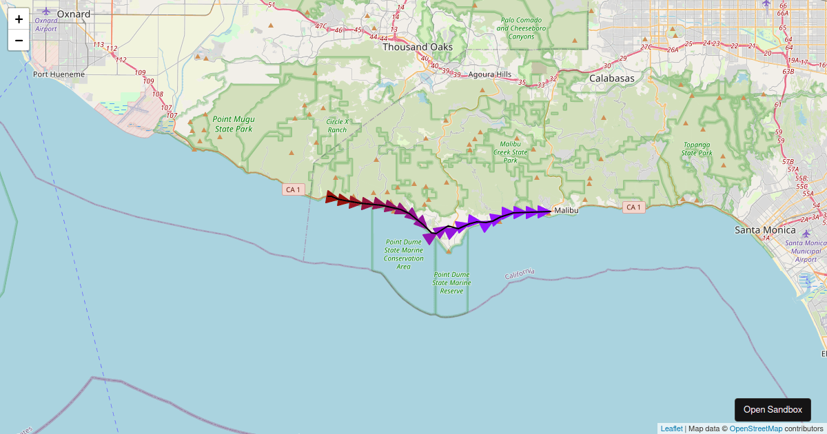 leaflet-arrowheads ts-example - Codesandbox