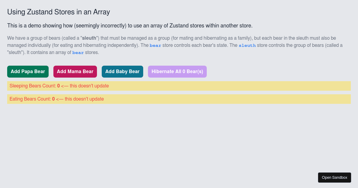 Using Zustand Stores In An Array Codesandbox 7734