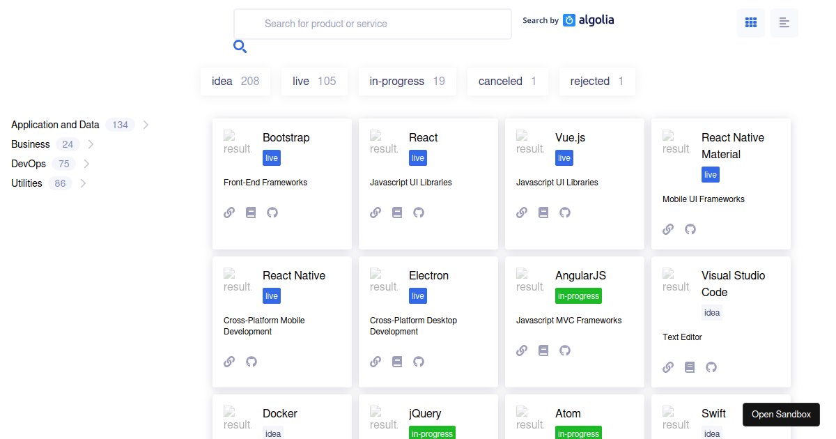 DocSearch - Codesandbox