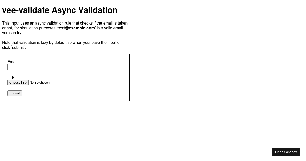 vee-validate Async Validation (forked) - Codesandbox vee-validate Async Validation (forked) - Codesandbox